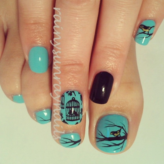 rainysunraynails: Feathered Friends Mani/Pedi. Bird Nail Art