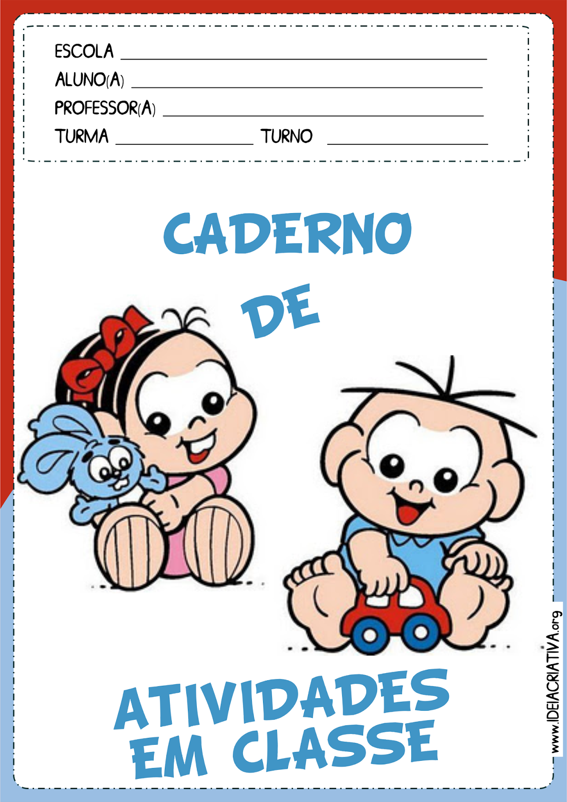 Capinhas de Cadernos Coloridas Infantis Para Imprimir - QDB