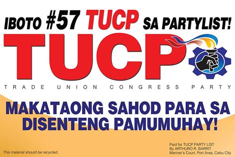 BASTA #57 TUCP PARTY-LIST SIGURADO