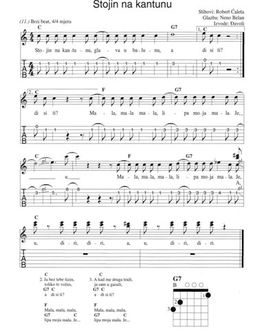 | AKUSTIČNA GITARA |: STOJIN NA KANTUNU AKORDI NOTE TABOVI