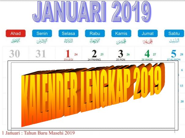 Kalender 2019 lengkap dengan Jawa dan Hijriah - Biologizone