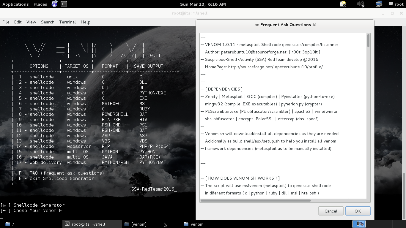 Venom 1.0.11 - Automatic Shellcode Generator ~ HackinGuyz