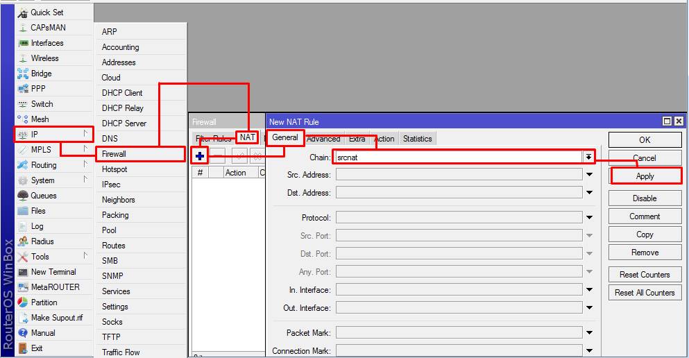 Konfigurasi Firewall Masquerade di Mikrotik