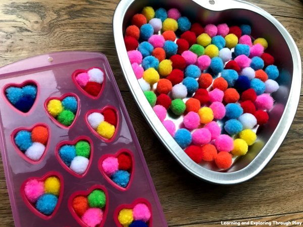 Learning and Exploring Through Play: Frozen Pom Pom Hearts