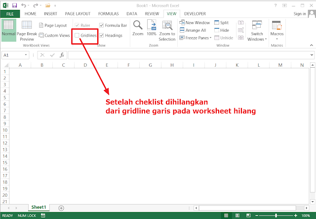 Menghilangkan Tampilan Gridlines/garis-garis pada Excel - Learning ...