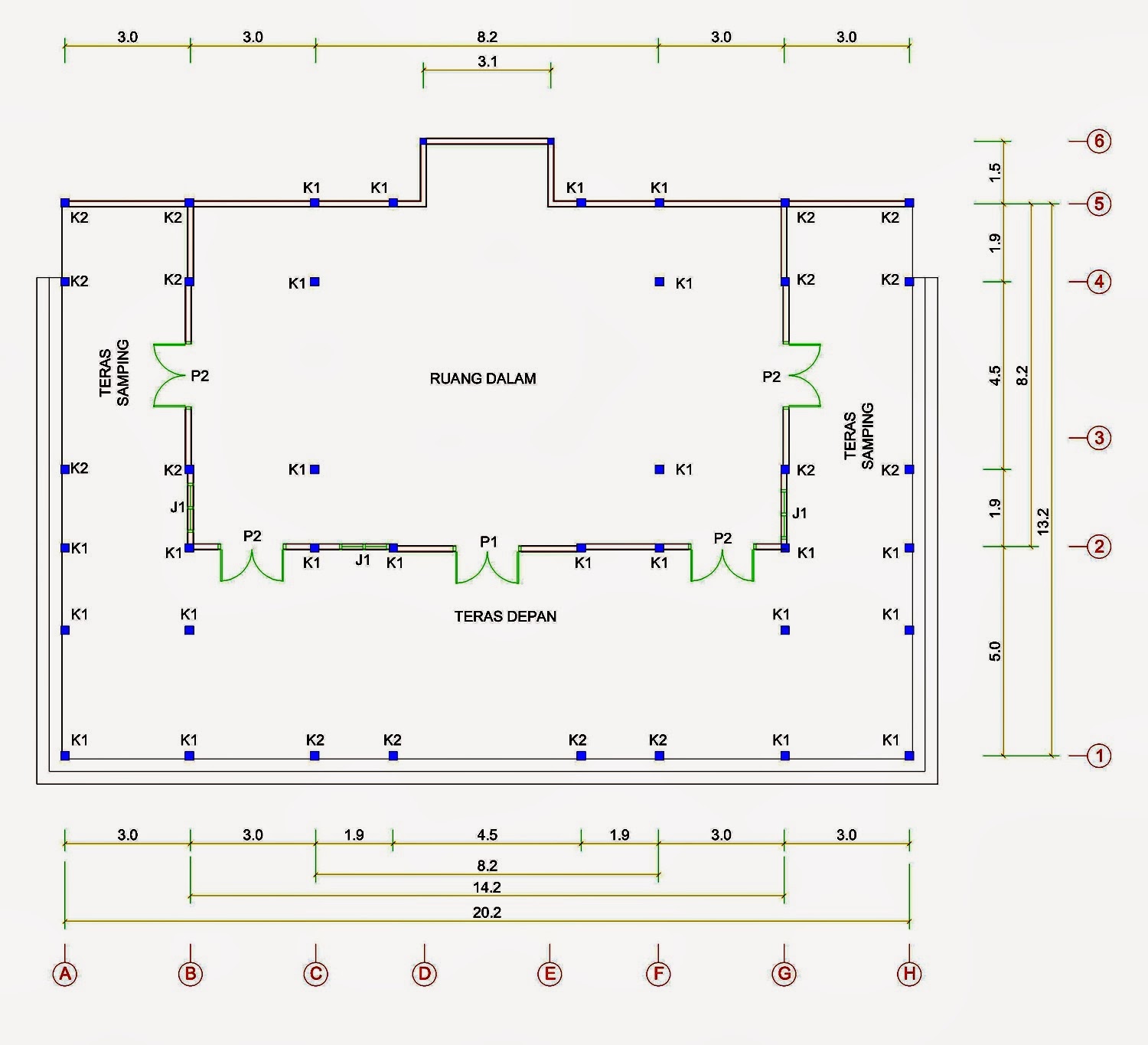 Masjid Ukuran 13 m x 21 m, Bangunan utama 8 m x 14 m | Home Design and ...