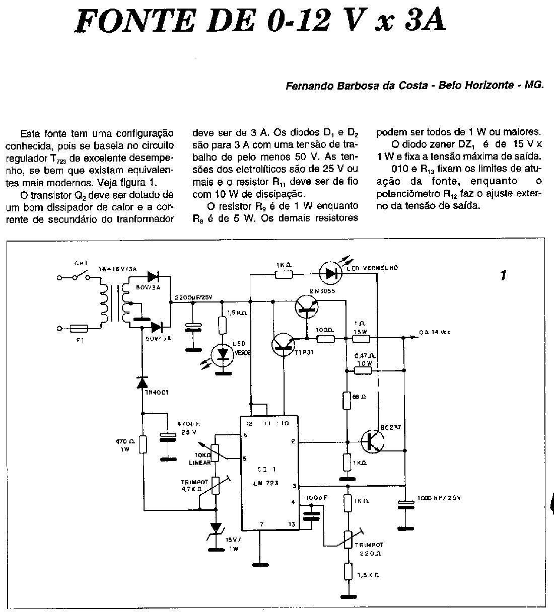 * Eletrônica Campo Elétrico: 12 Fontes Reguláveis Para Montar