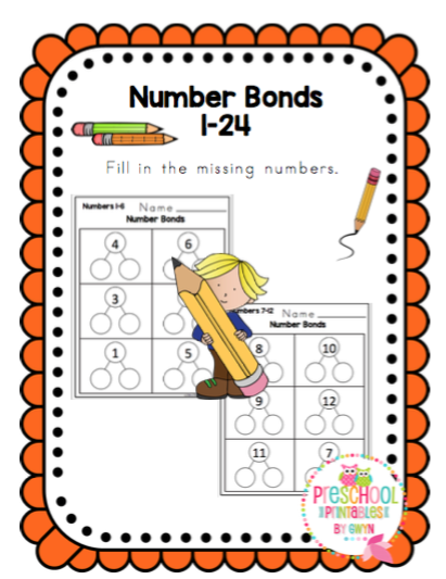 Number Bonds 1-26 ~ Preschool Printables