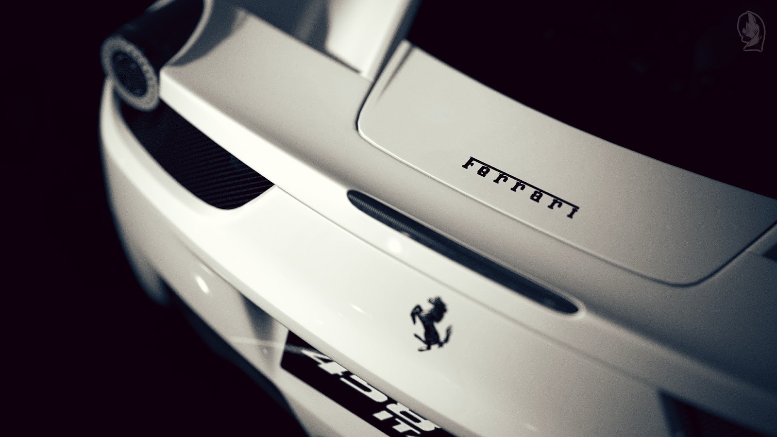 White Ferrari Wallpaper Rear View