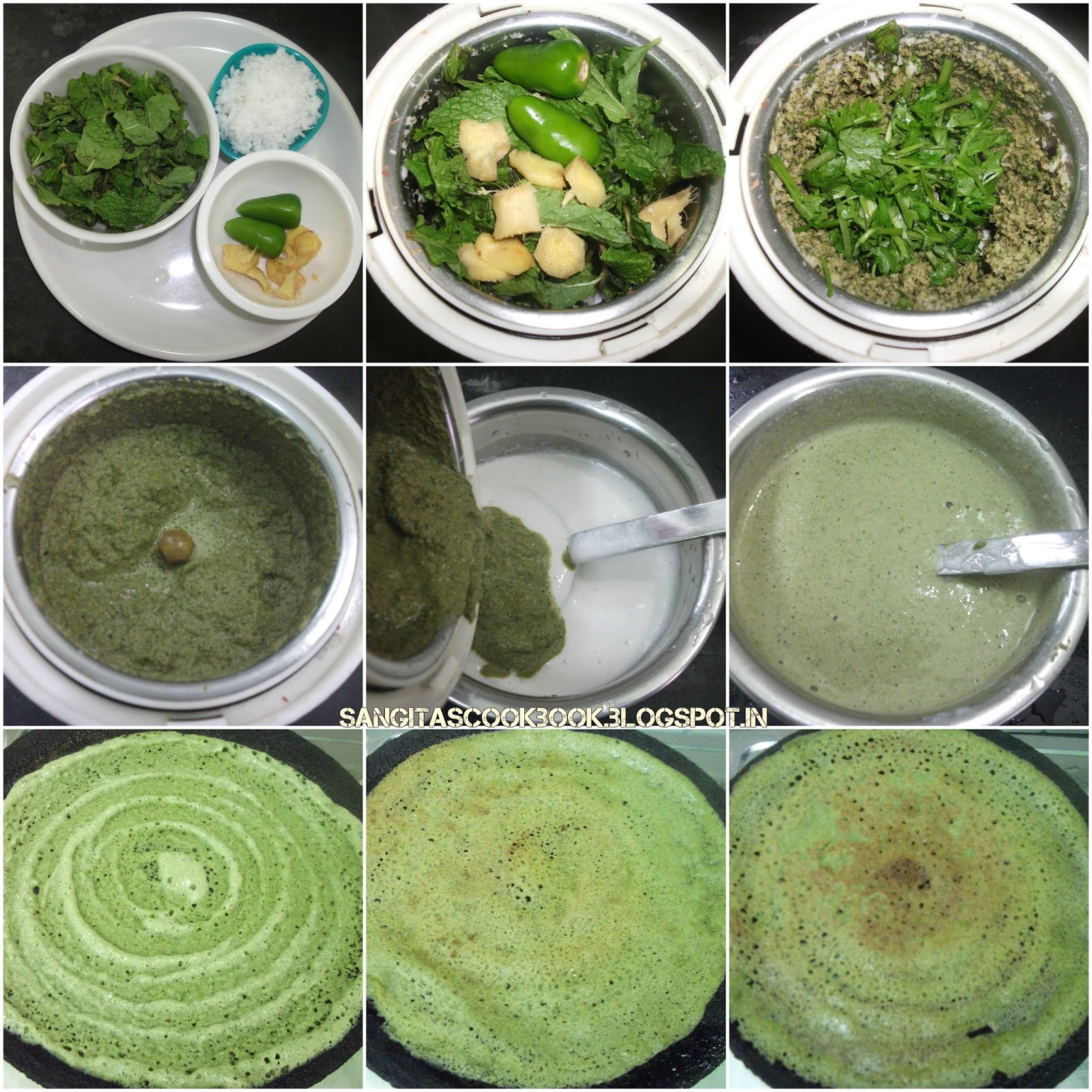 Sangita's Cookbook: Easy N Tasty Mint Dosa Recipe