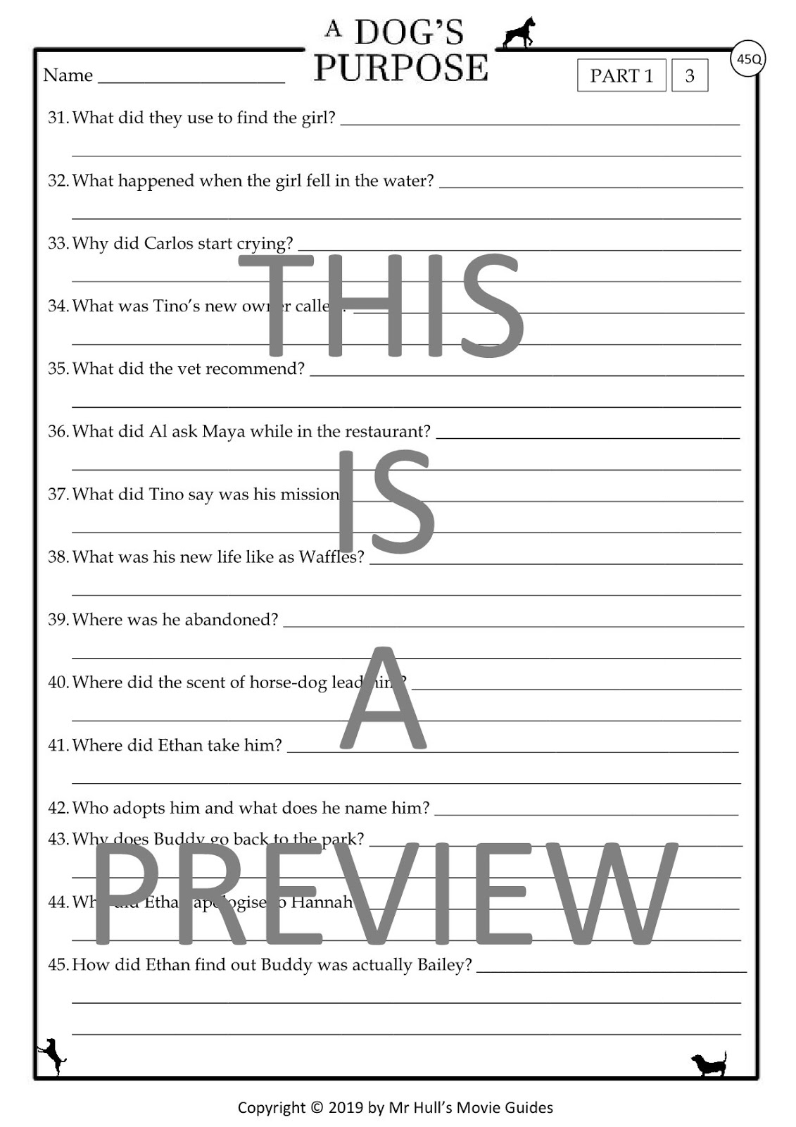 A Dog's Purpose Movie Guide + Activities - Answer Keys Included ~ Movie ...