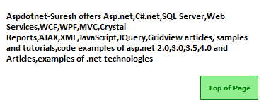 11 Top jQuery Scroll to Top of Page Plugin Tutorials with Examples - ASP.NET,C#.NET,VB.NET ...