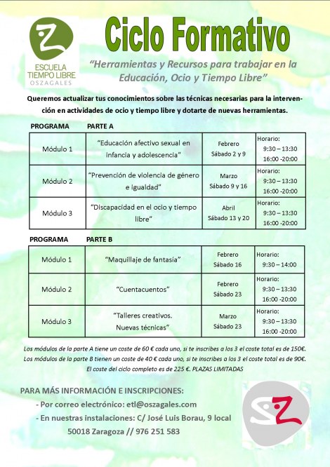CICLO FORMATIVO "HERRAMIENTAS Y RECURSOS EN EL OCIO Y TIEMPO LIBRE"