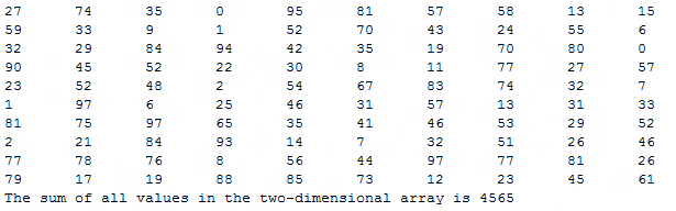Summing All The Values In A Two Dimensional Array After Printing It In Java