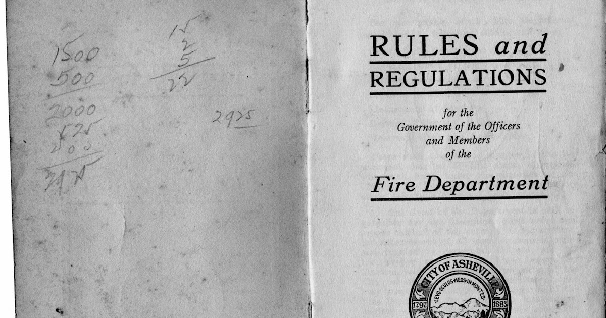 Asheville Fire Department History: Old Fire Department Rules and ...