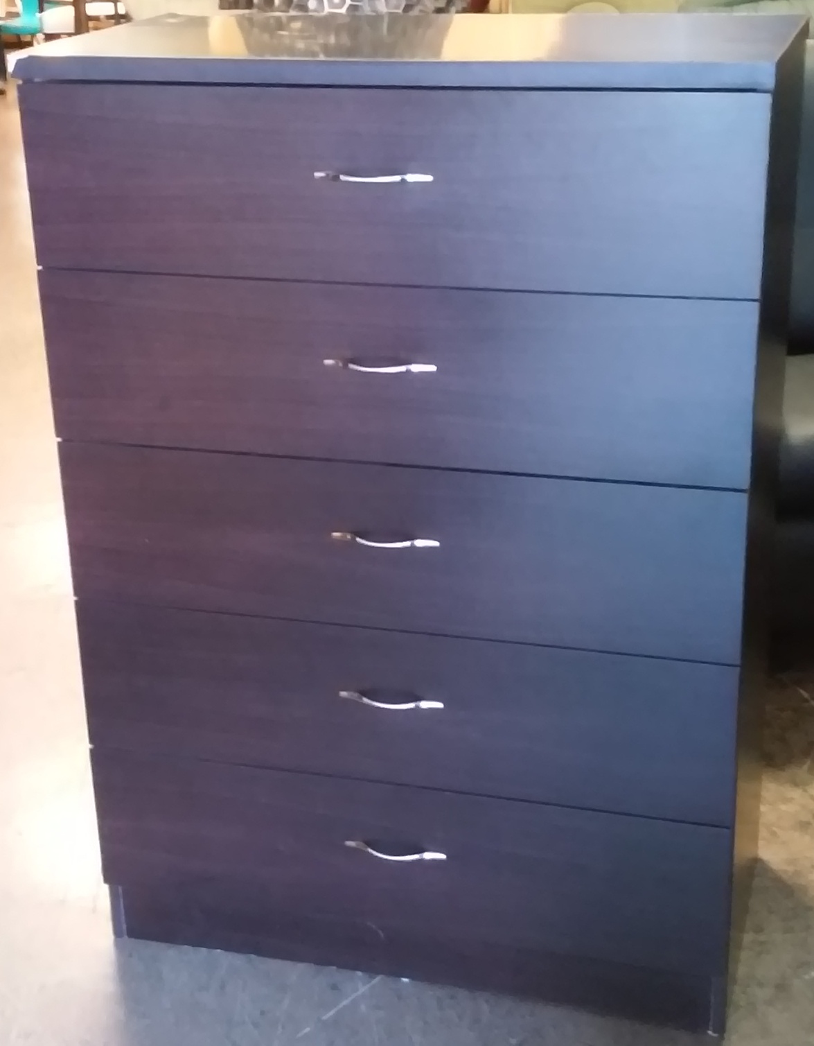 UHURU FURNITURE & COLLECTIBLES: SOLD - 5-Drawer Modern Espresso Chest - $50