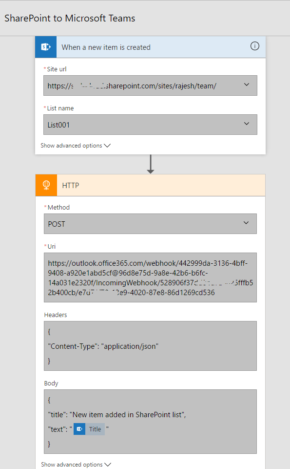 Post SharePoint updates to Microsoft Teams using Flow