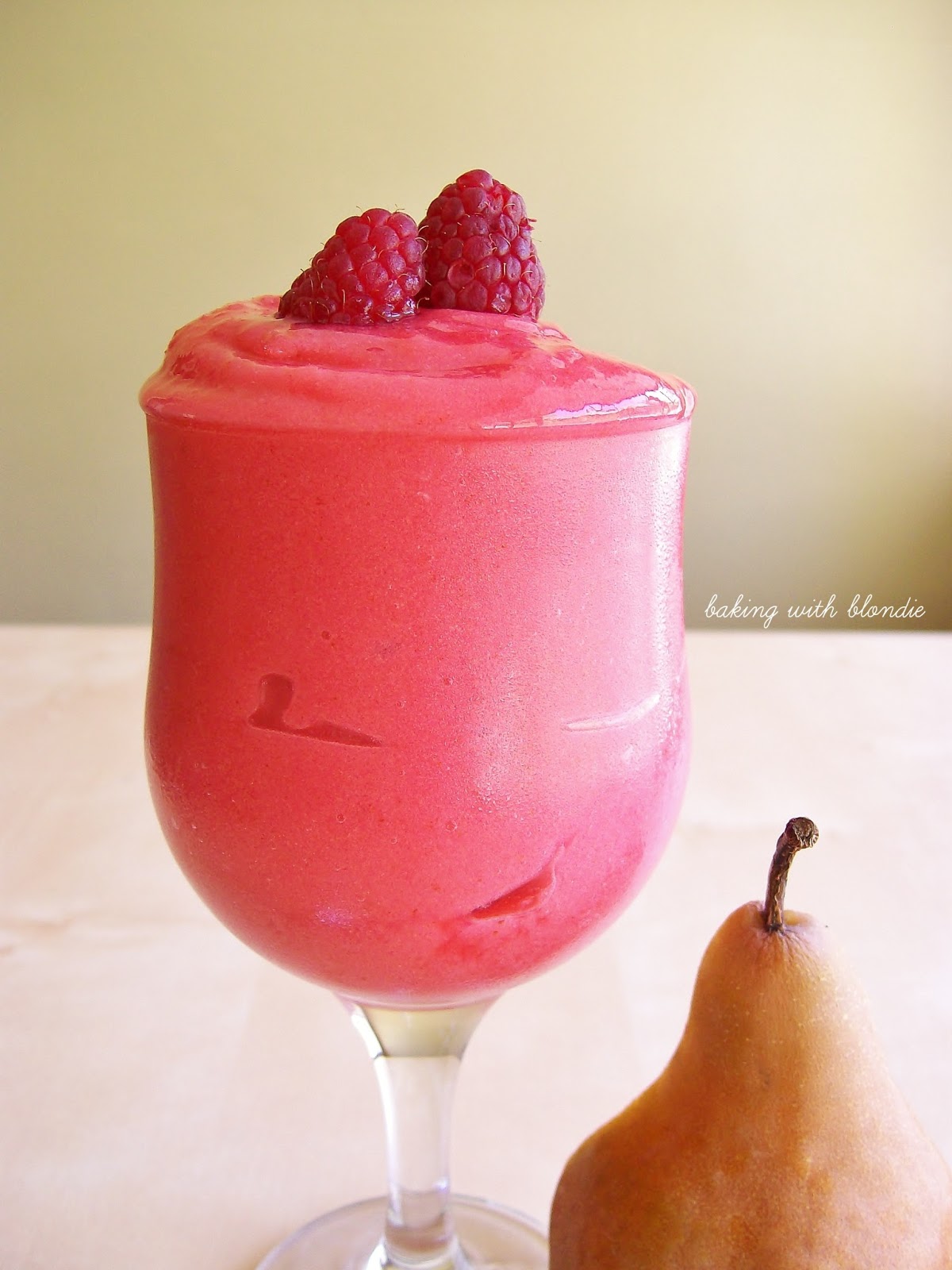 Raspberry Pear Sorbet - the Melted Version