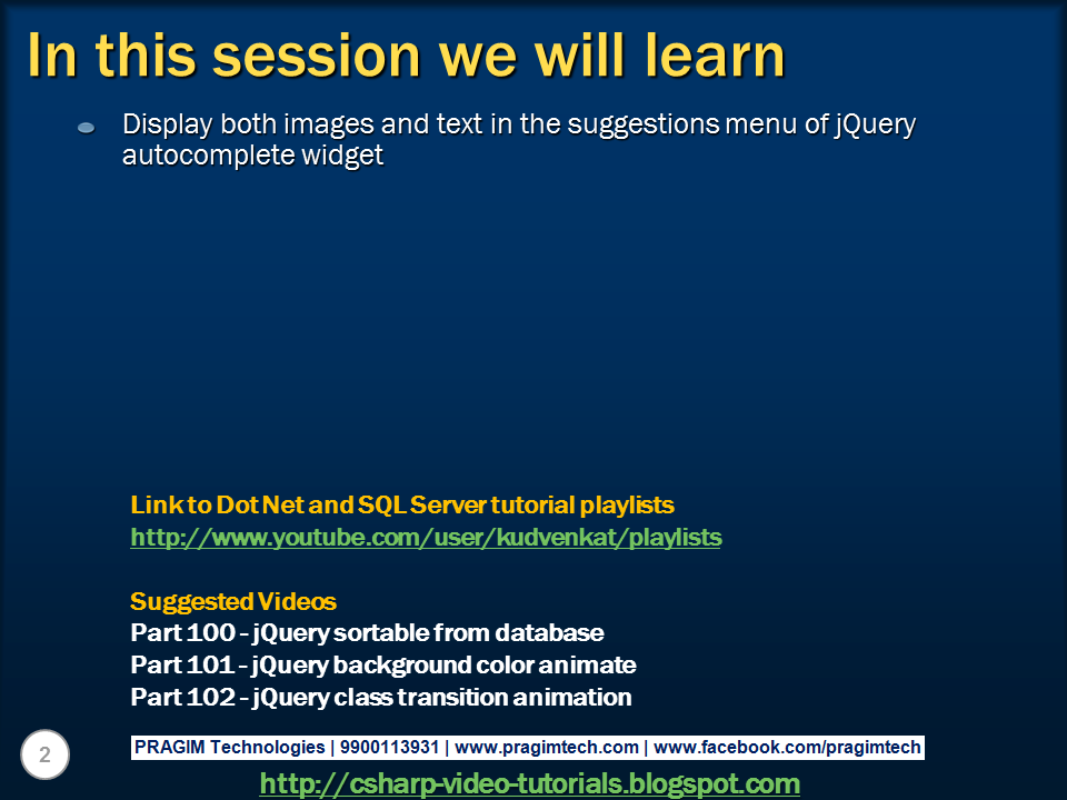 Sql Server Net And C Video Tutorial Jquery Autocomplete With Images And Text