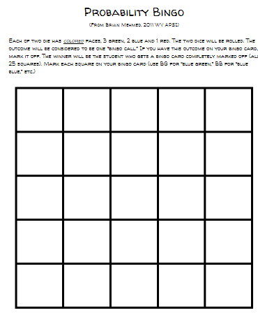 Probability Bingo