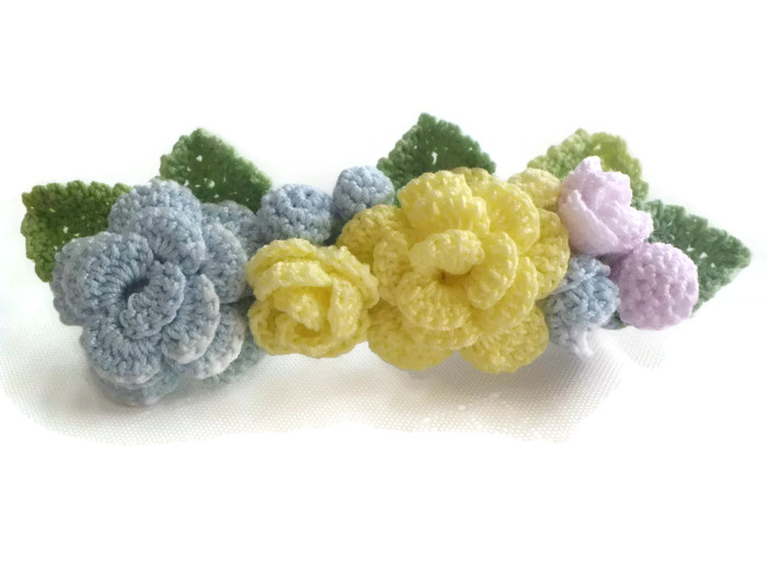 HandcraftKu : My First Batch of Crocheted Flower French Barrettes