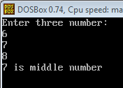 WAP to enter three numbers and find middle number among them.