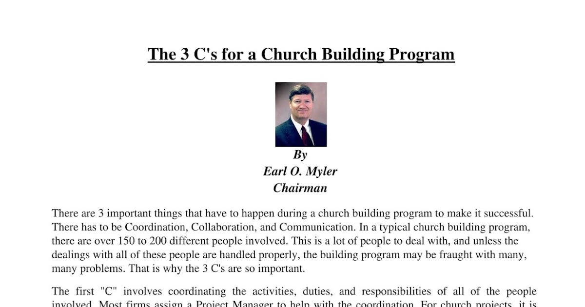 The 3 C's for a Church Building Program