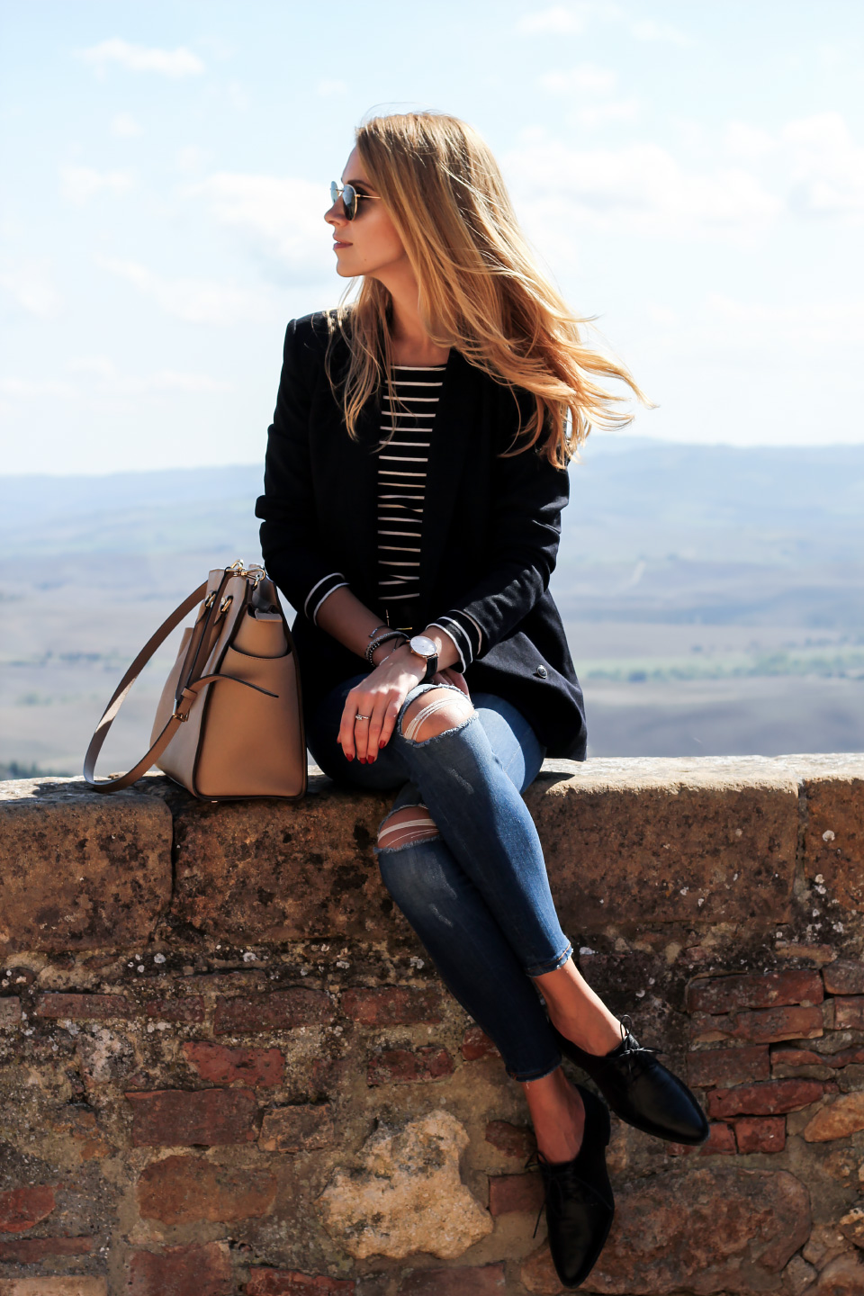 Striped Top And Blazer Karamode
