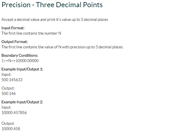 Precision - Three Decimal Points