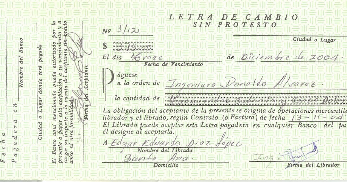 La Página del Abogado: LA LETRA DE CAMBIO Y EL AVAL