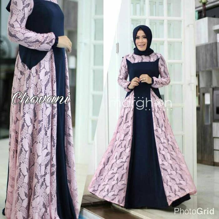 24 Model Baju Gaun Pesta Brokat Terusan Lengan Panjang Mewah dan Modern ...