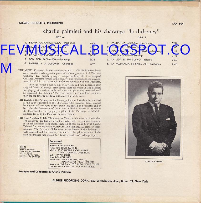 FEV MUSICAL: 1961 - Charlie Palmieri & Su Conjunto Duboney - Pachanga ...