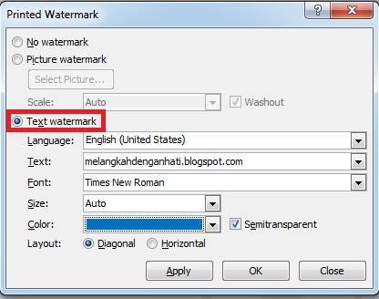 MENGGUNAKAN FASILITAS WATERMARK DI MS.WORD 2007 | Tips dan Trik
