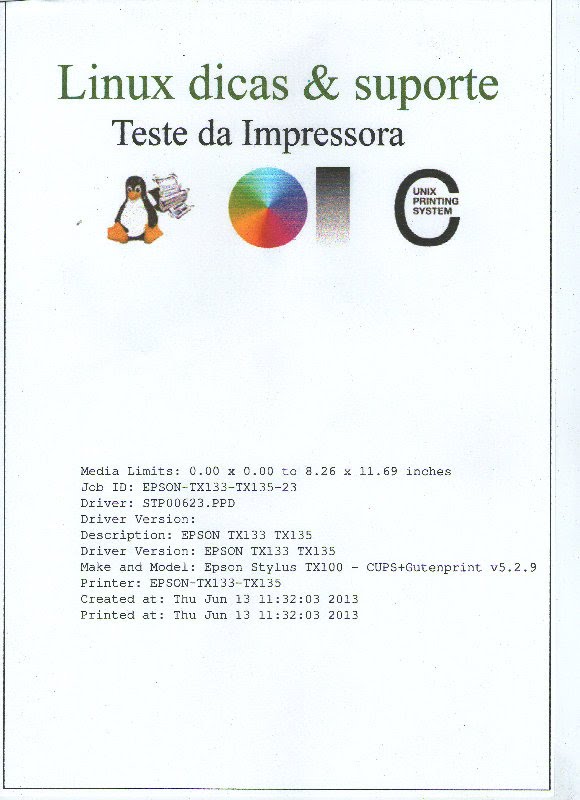 Linux dicas e suporte: Personalizar pagina de teste de impressora