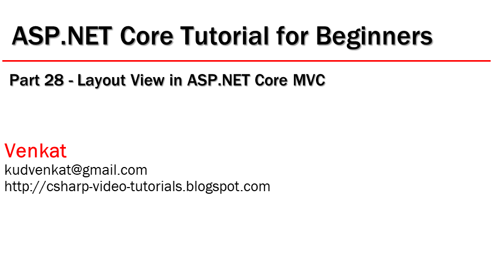 Sql Server Net And C Video Tutorial Layout View In Core Mvc