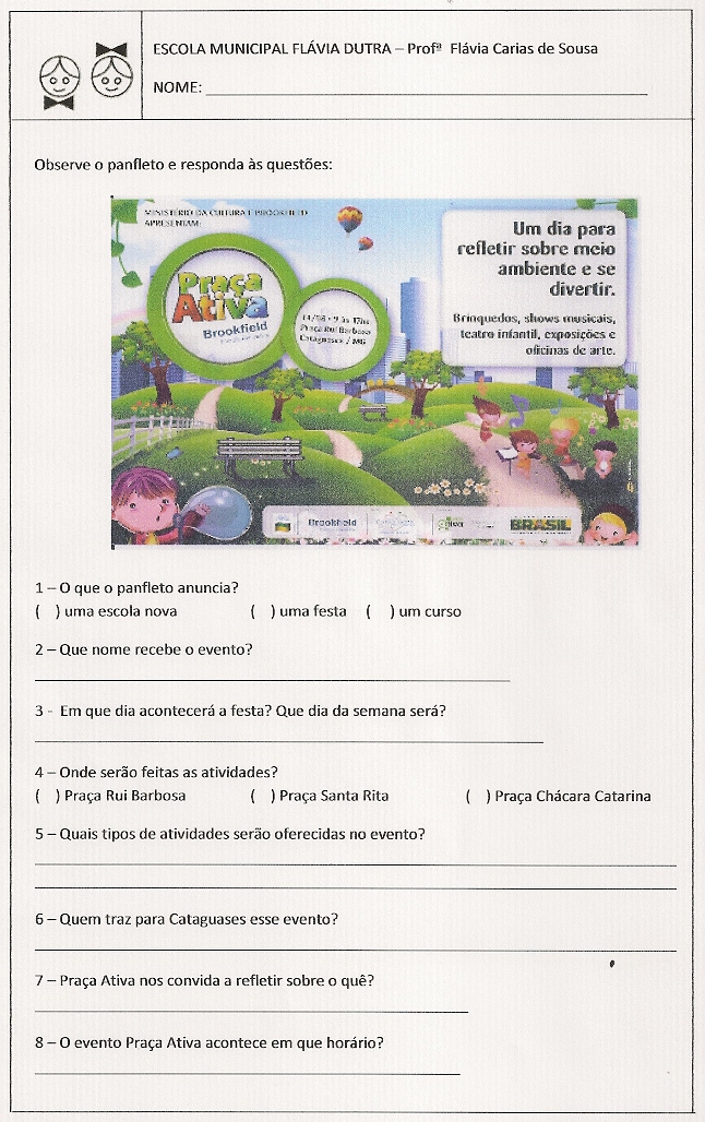 Mundo da Professora Flávia: trabalhando com panfletos 2