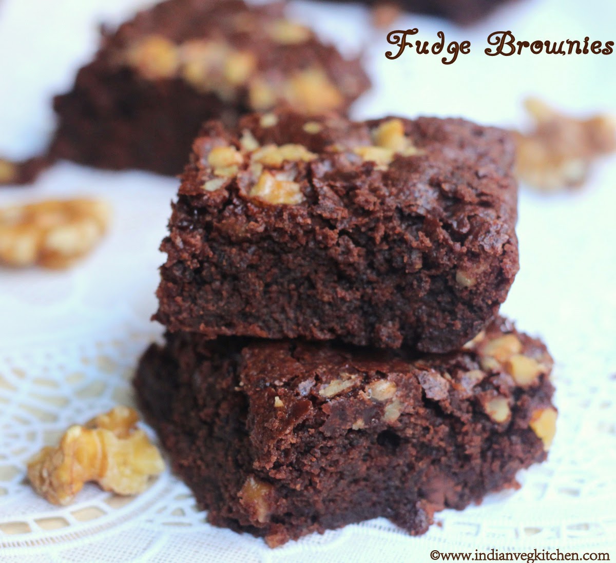 IndianVegKitchen: Chocolate Walnut Fudge Brownies | Eggless Double ...
