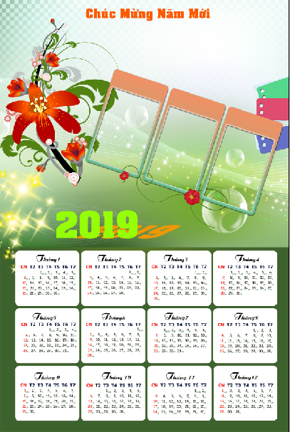 vector lịch 2019 mẫu em bé dễ thương - shopvectorvn