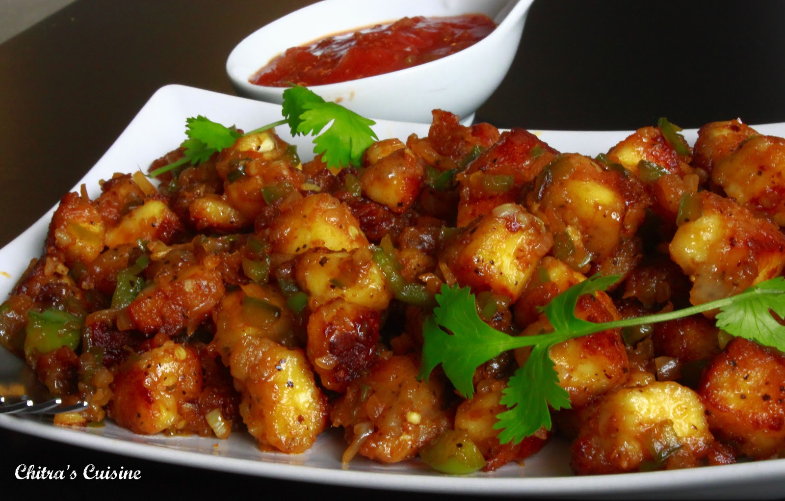 Chitra's Cuisine: Chili Paneer (Dry)
