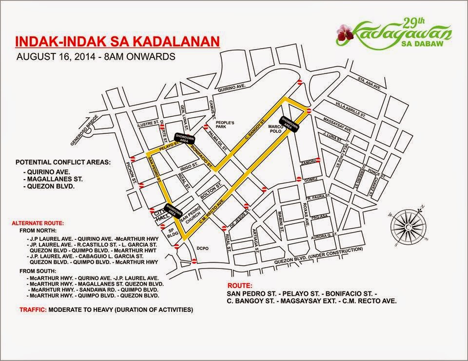 29th Kadayawan sa Dabaw Parade Route for Indak-Indak and Pamulak ...