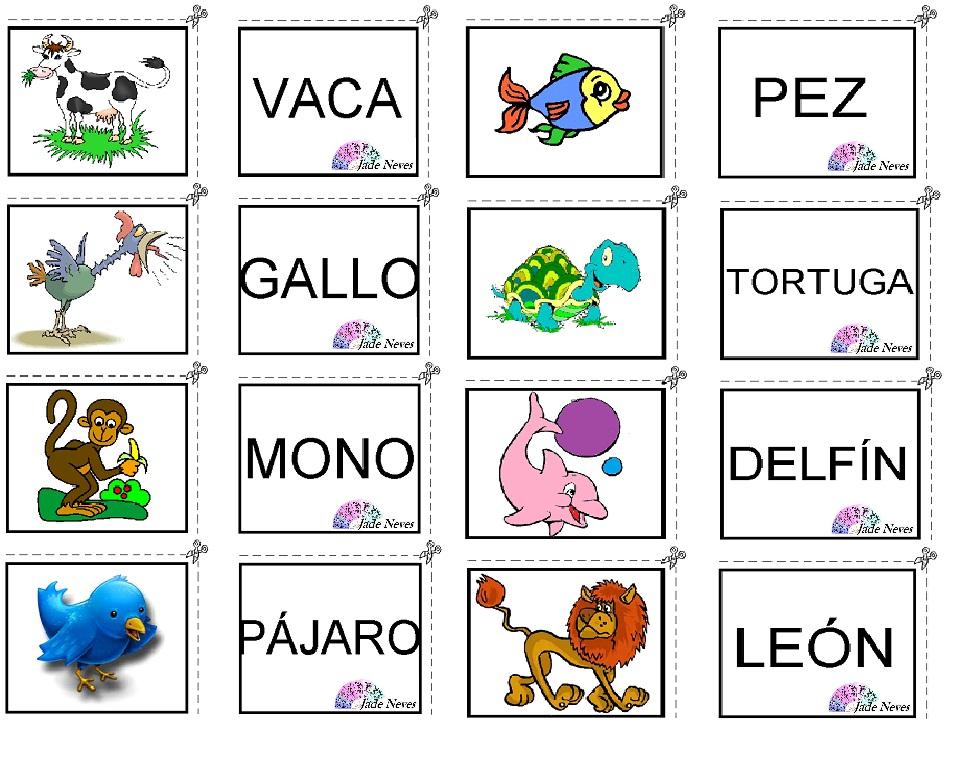 Memorama de animales con nombre - Imagui