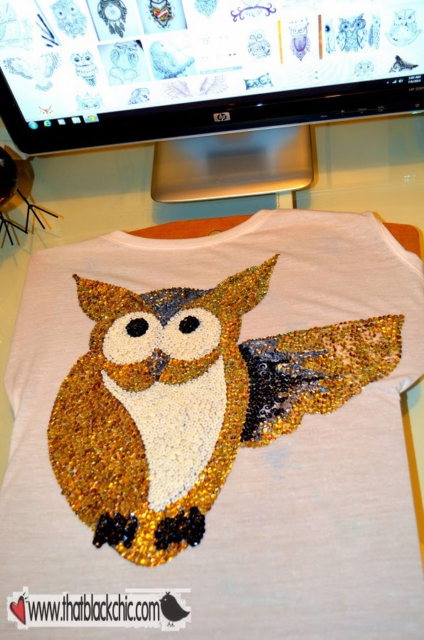 DIY: Sequin Owl T-Shirt | That Black Chic