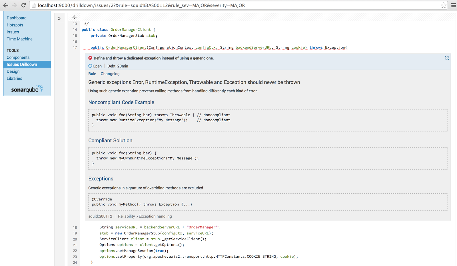 Open Source Probe: Static code analysis using Sonar