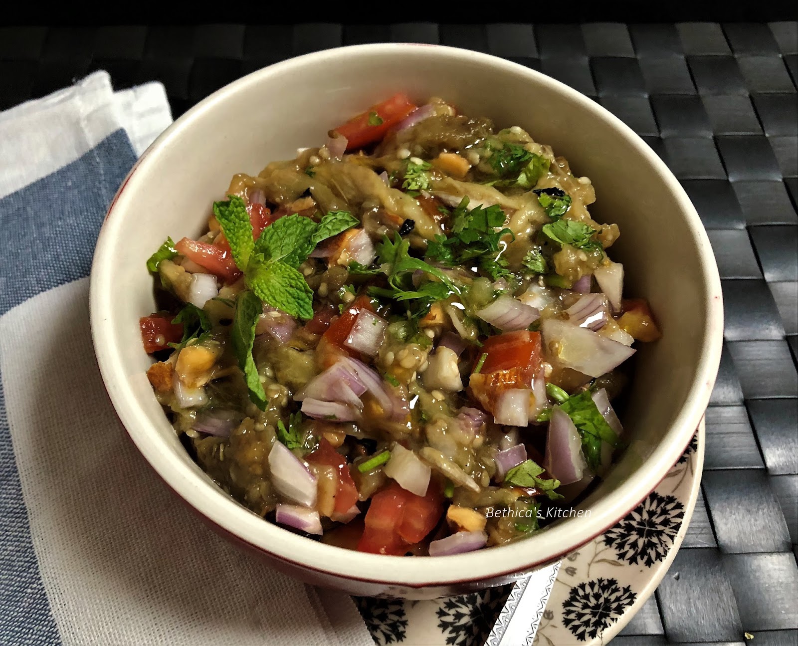 Bethica's Kitchen Flavours: Batinjan Rahib (Roasted Eggplant Salad ...
