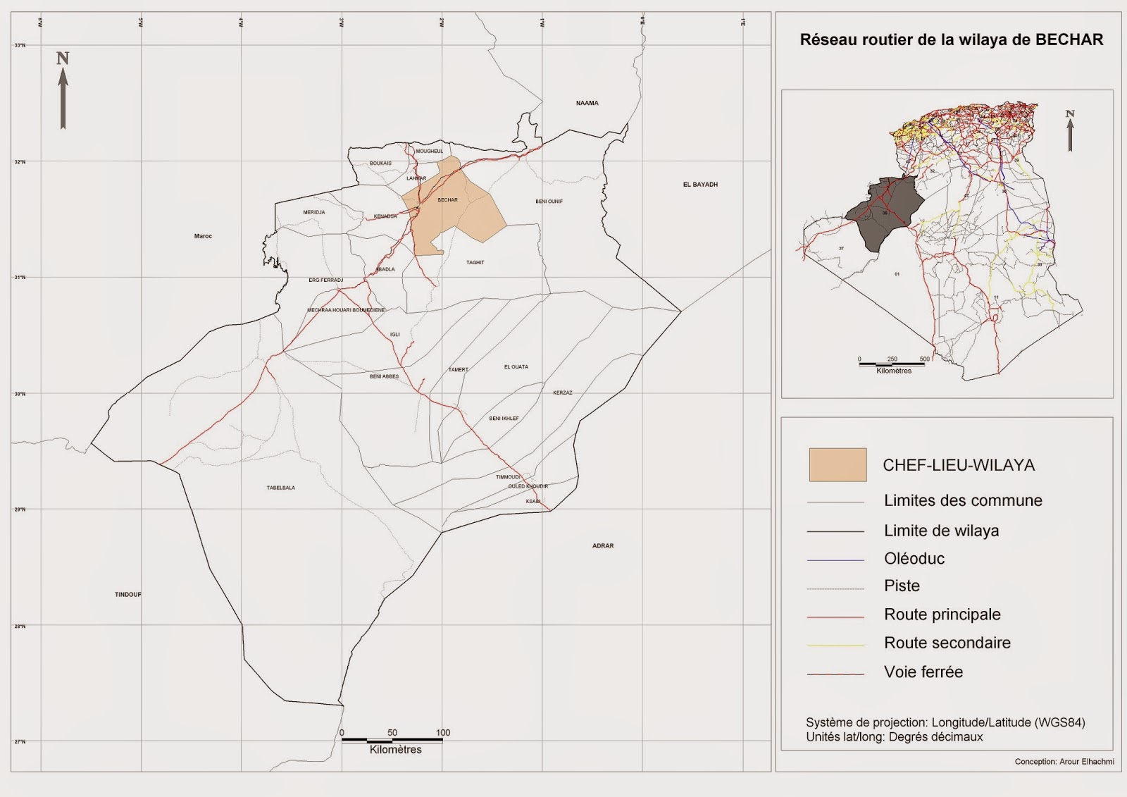 Découpage administratif de l'Algérie & Monographie: Carte du réseau ...