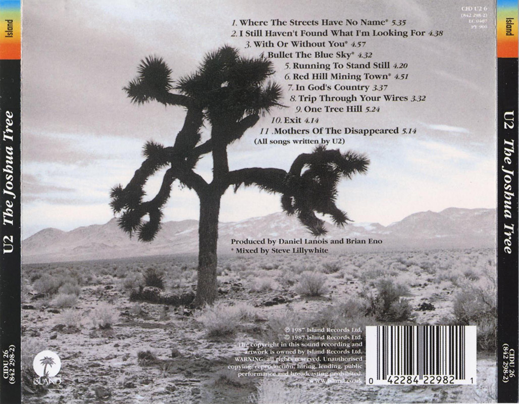 Encarte: U2 - The Joshua Tree - Encartes Pop