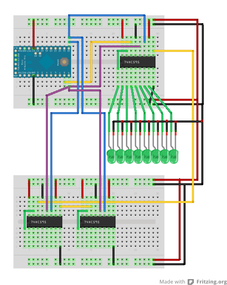 /dev/random: Finally, a three some (74HC595)!