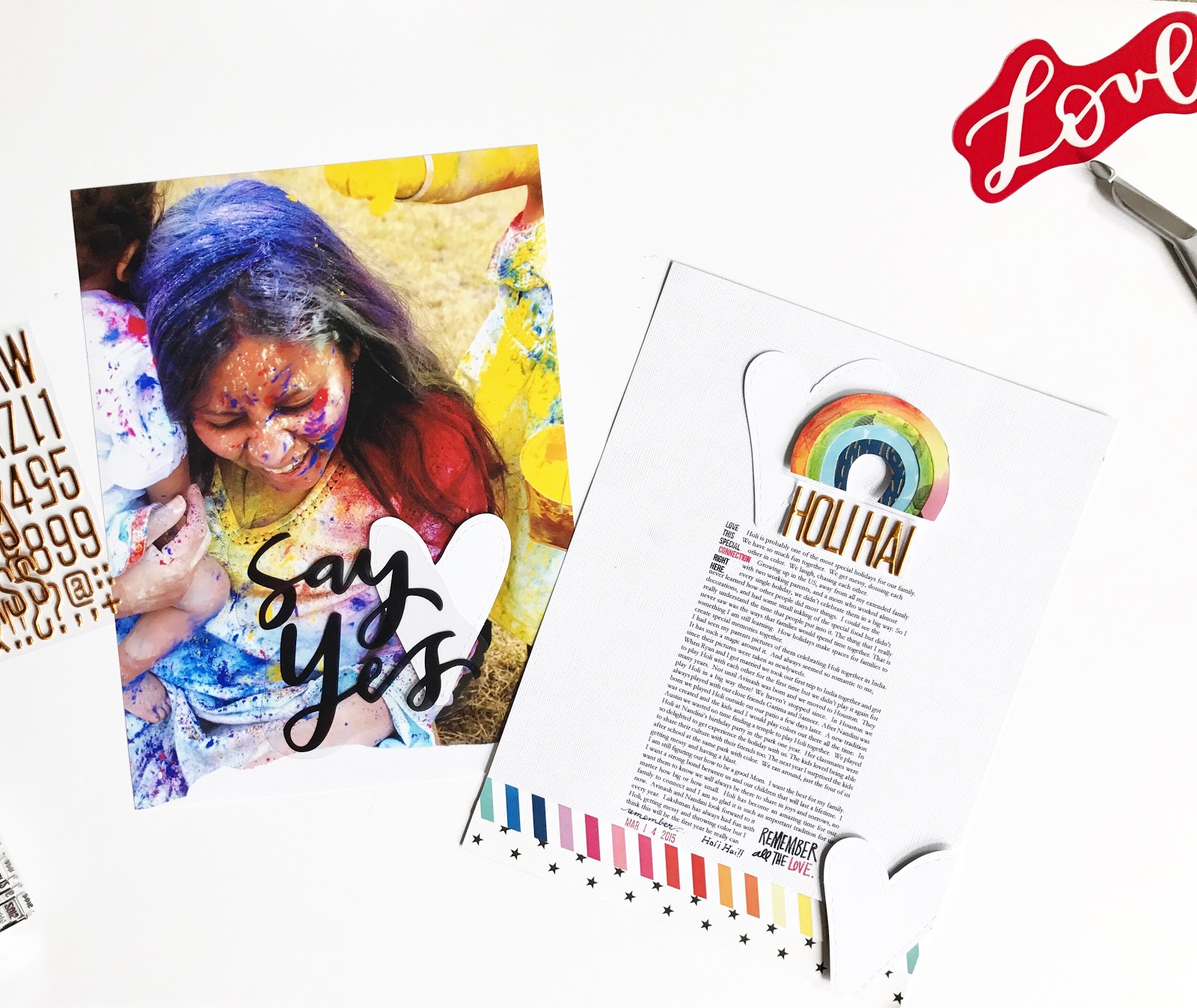 Rainbow Scrapbooks: Holi Festival | A two-page scrapbook layout + full ...