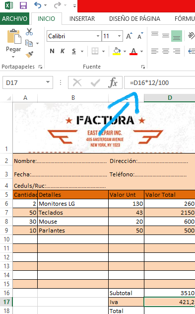Facturas en Excel