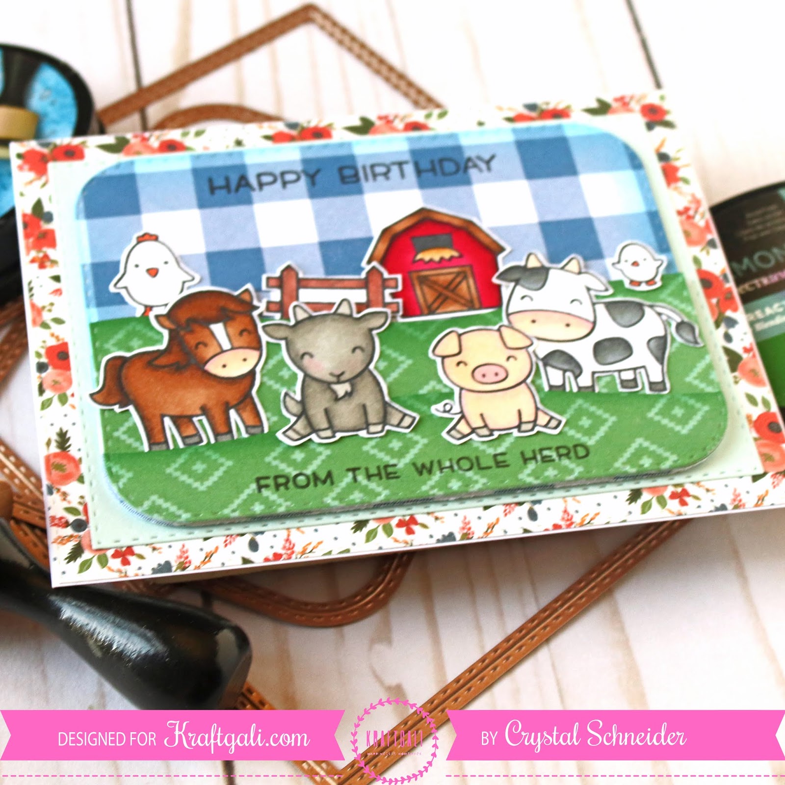 Lawn Fawn Farm Animals Birthday Card. ~ Kraftgali Blog